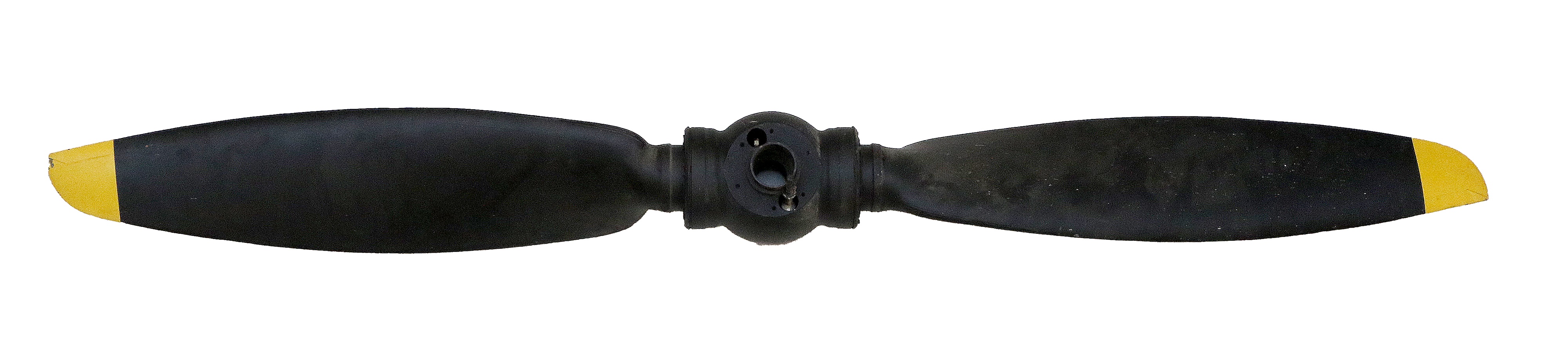 Lot 51 - A Black Painted Wood Twin Blade Propeller,