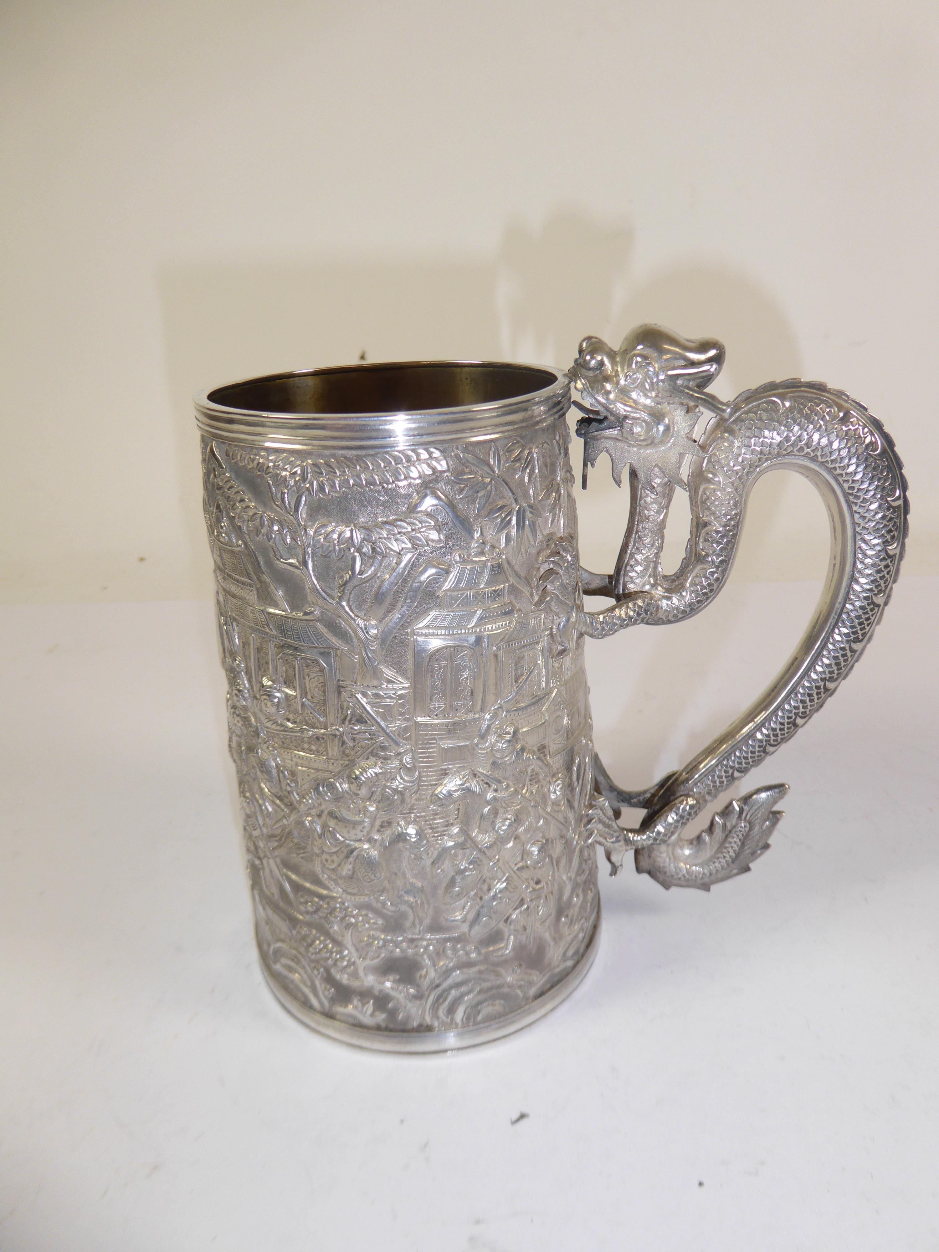 Lot 2104 - A Large Chinese Export Silver Mug,