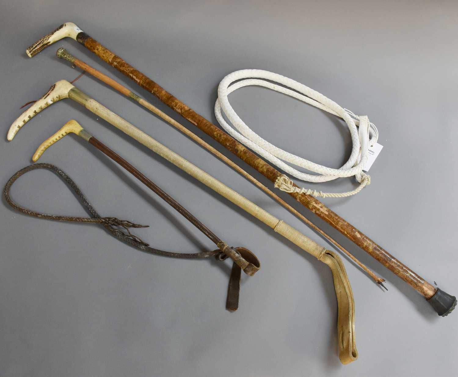 Lot 344 - A Horse Measuring Stick with Antler Handle,