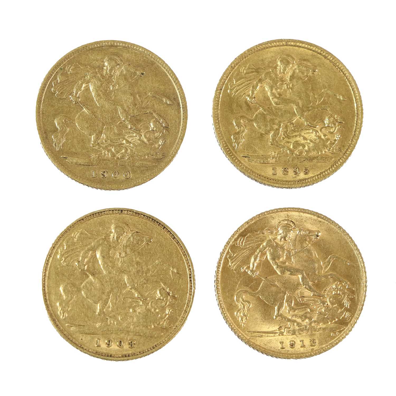 Lot 160 - 4 x Half Sovereigns, comprising: 2 x