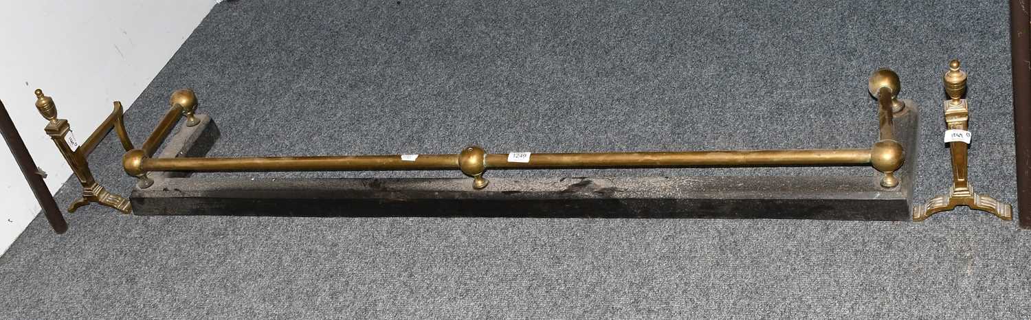 Lot 1249 - A Brass Fender, internal measurements 132cm