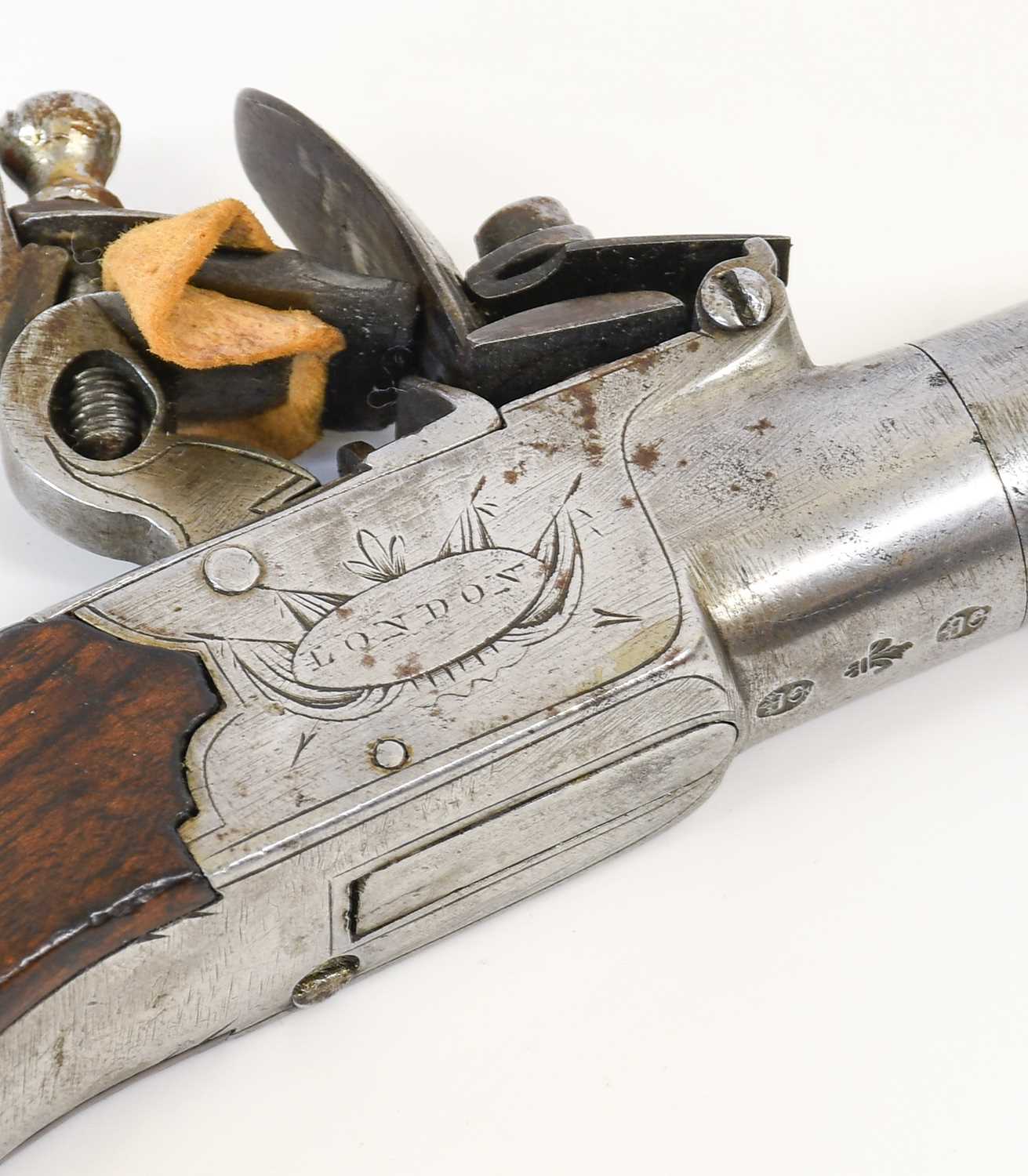Lot 258 - A Late 18th Century Flintlock Pocket Pistol