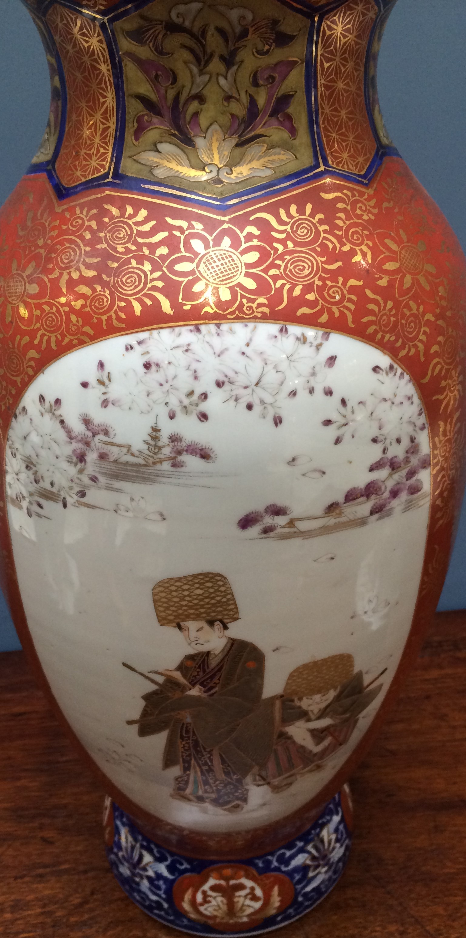 Lot 237 - A Pair of Japanese Porcelain Baluster Vases,