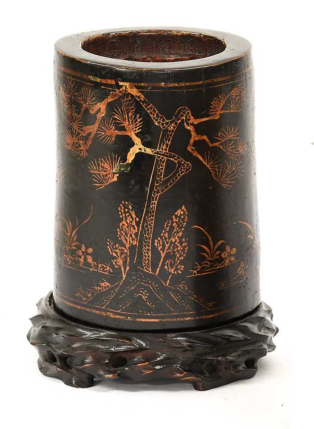 Lot 222 - A Chinese Lacquer Brush Pot, 19th century,