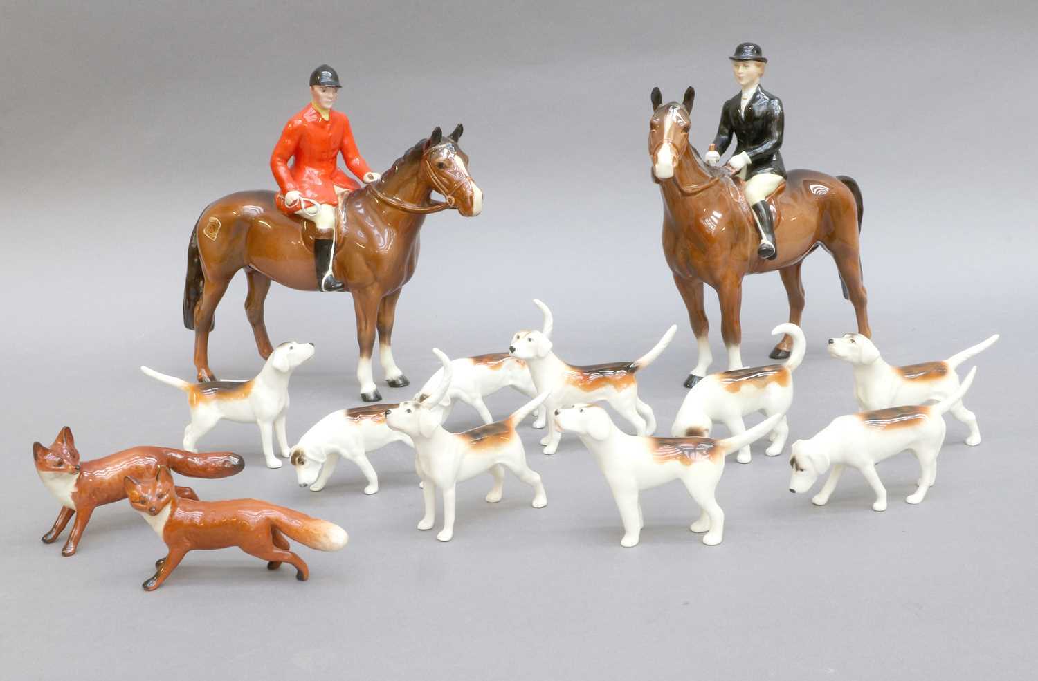 Lot 117 - Beswick Hunting Group Comprising: Huntsman