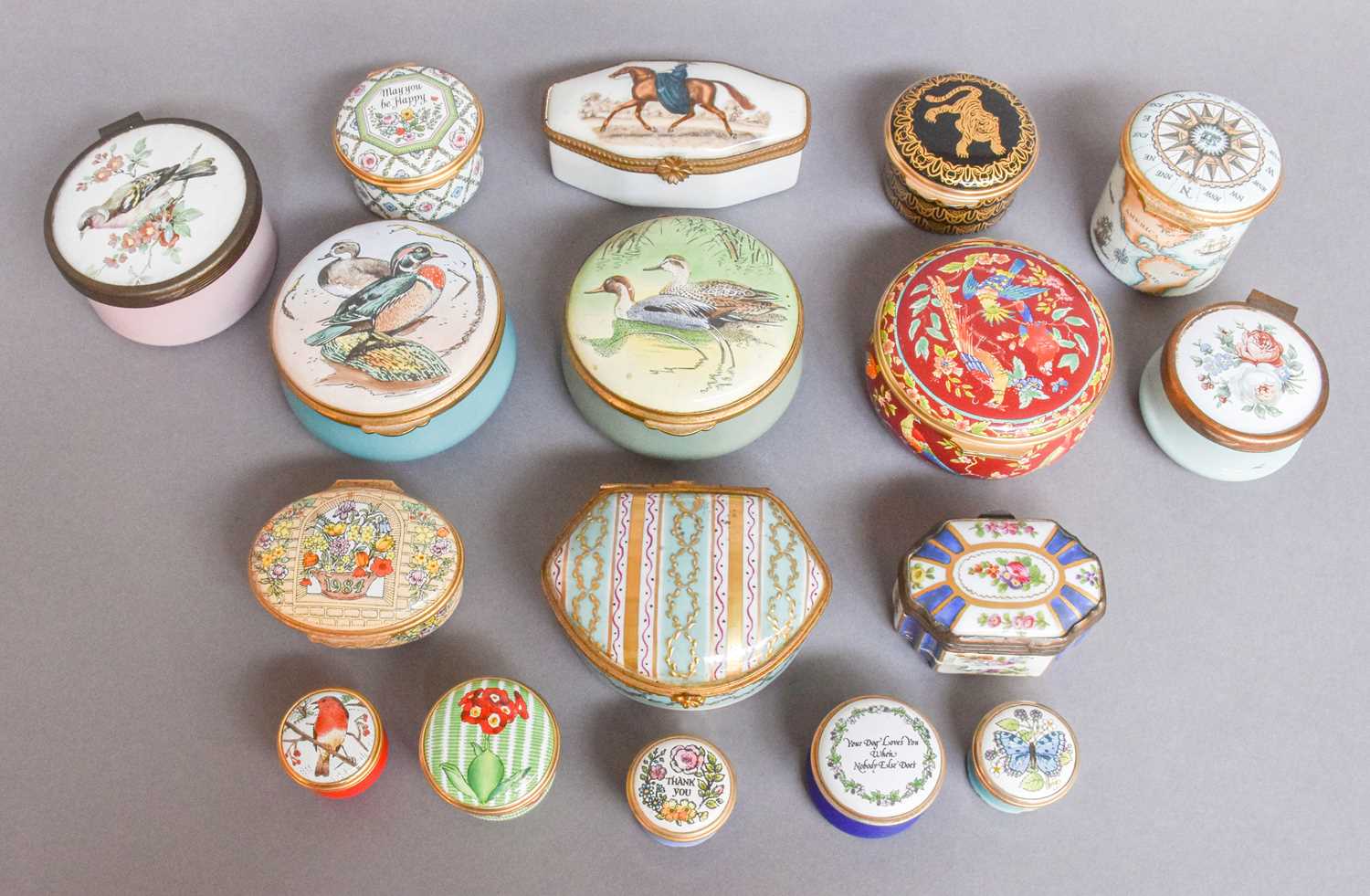Lot 110 - Nine Halcyon Days Enamels Boxes; together