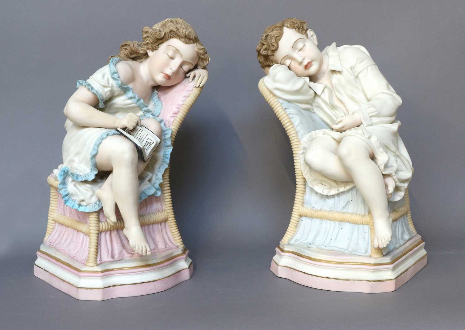 Lot 176 - A Pair of Polychrome Bisque Figures of