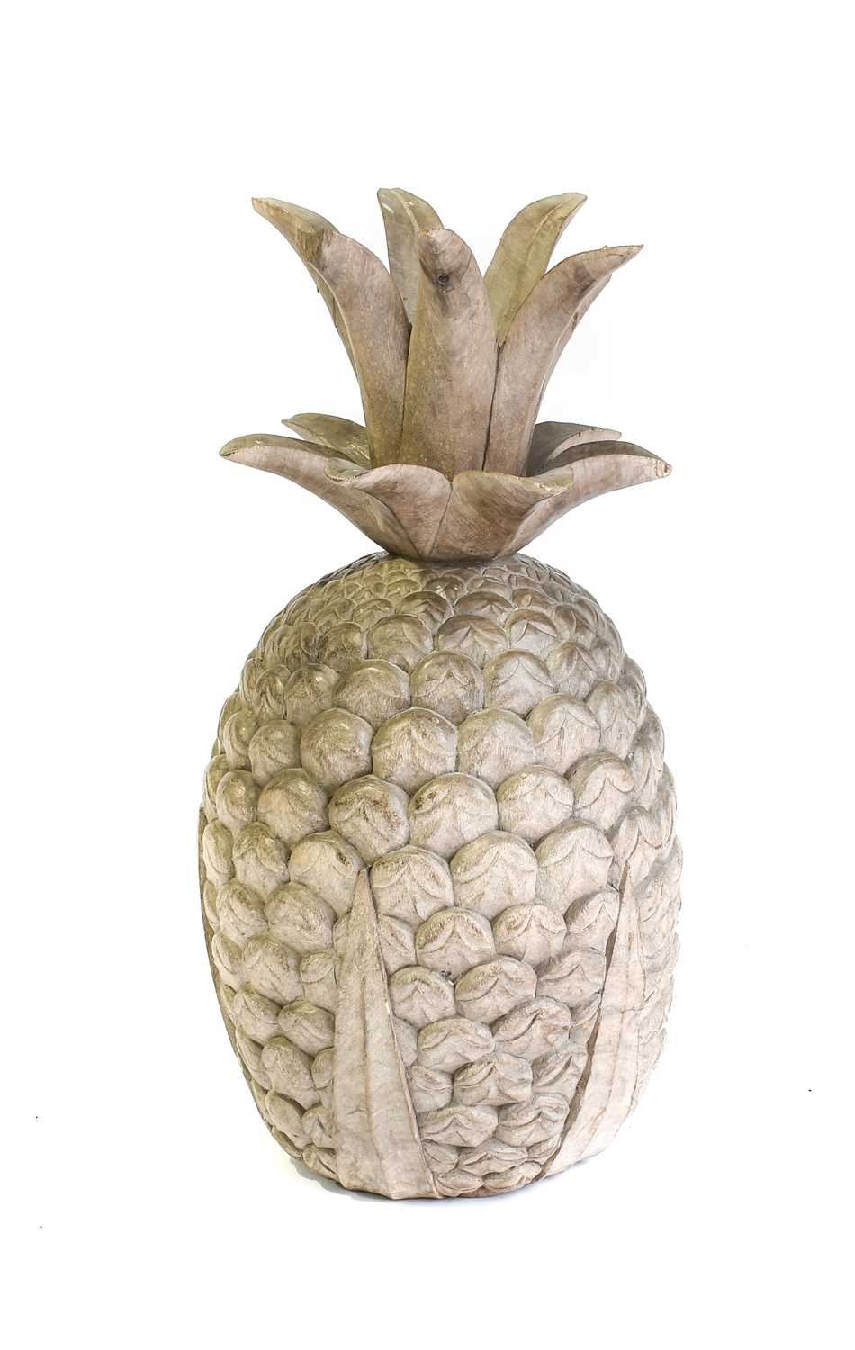 Lot 307 - A Large Carved Wood Pineapple, 90.5cm. high