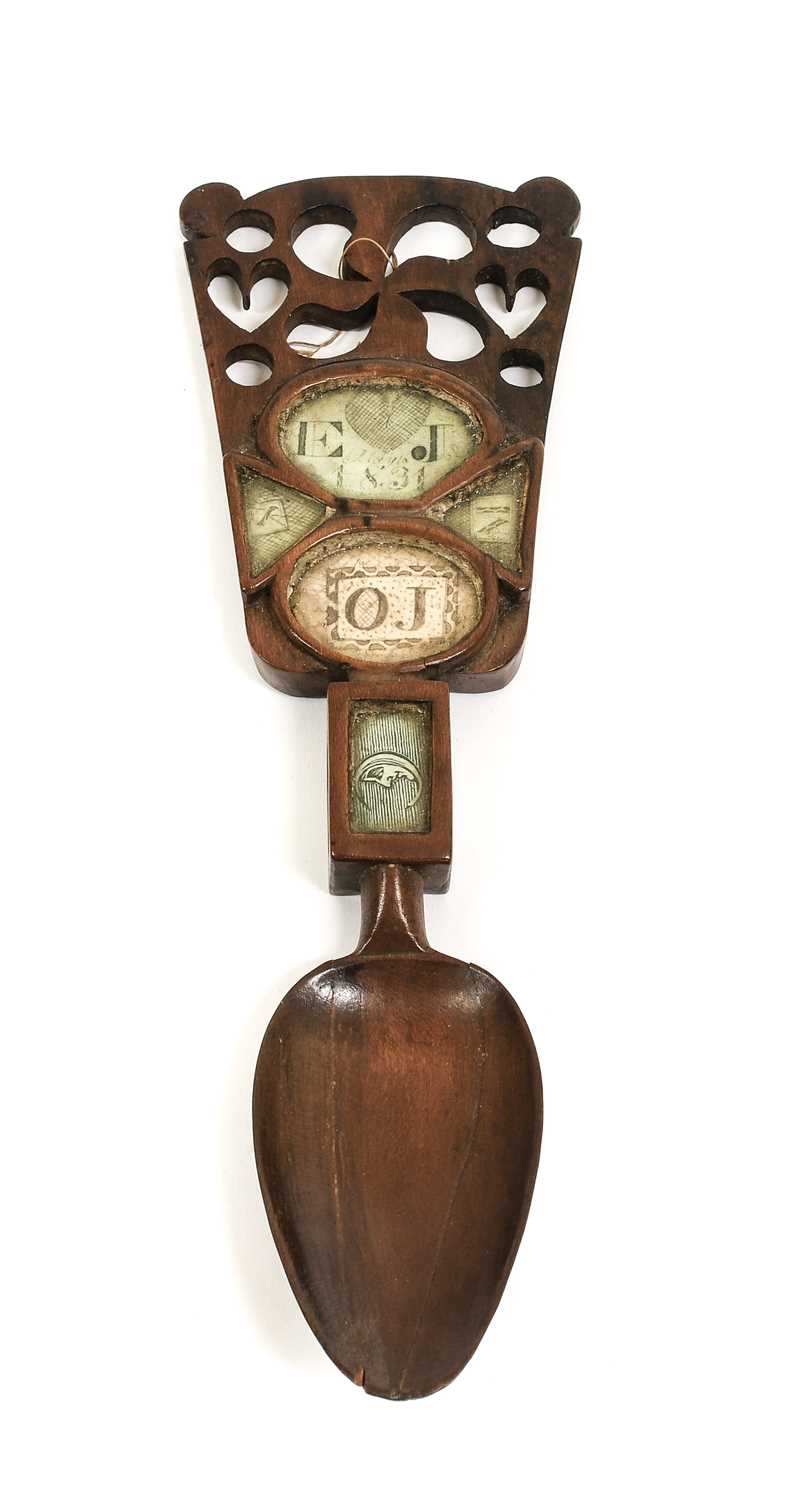 Lot 150 - A Welsh Treen Love Spoon, dated 1831, the