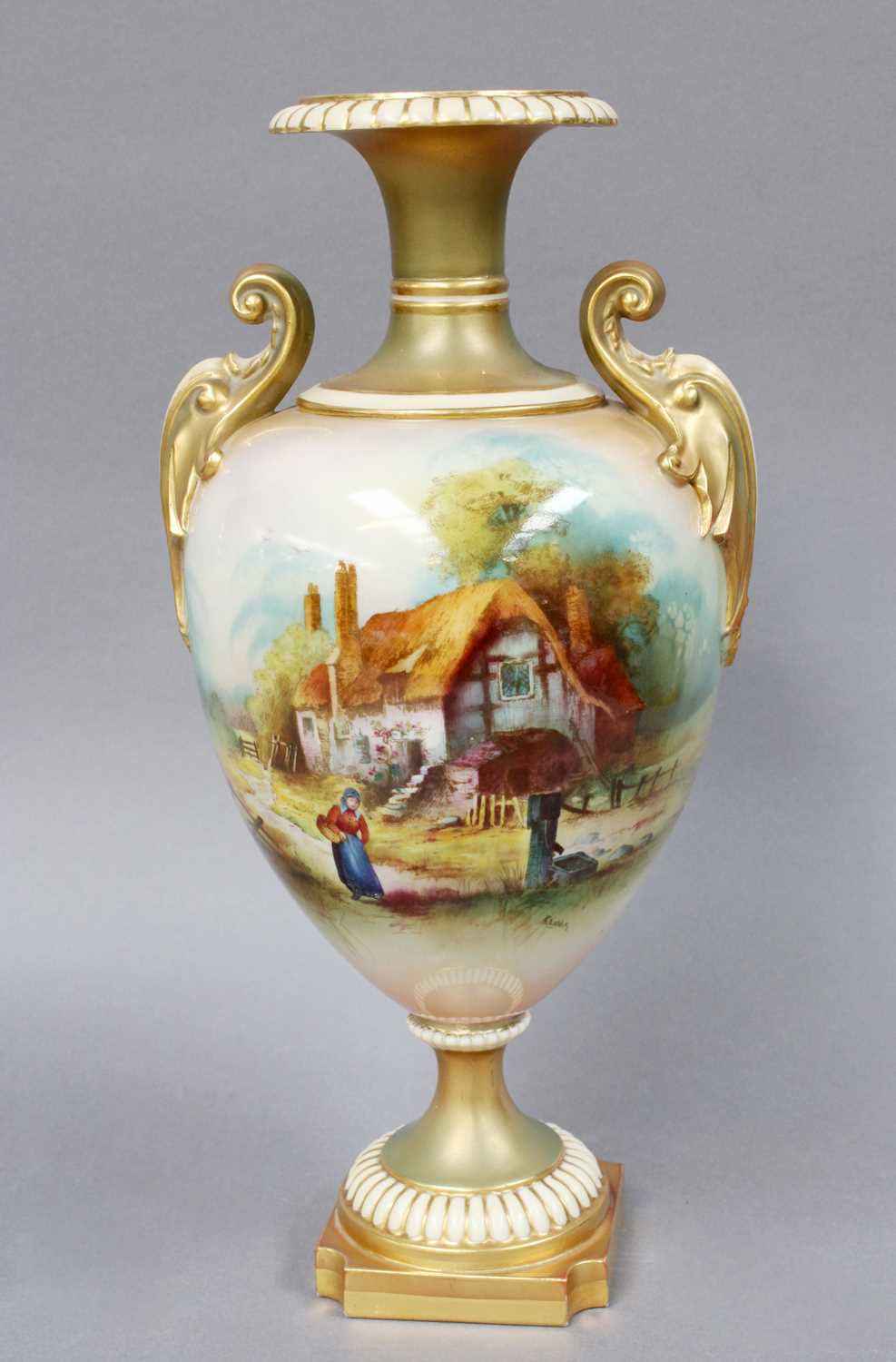 Lot 264 - A Large Twin-Handled Royal Worcester Vase,