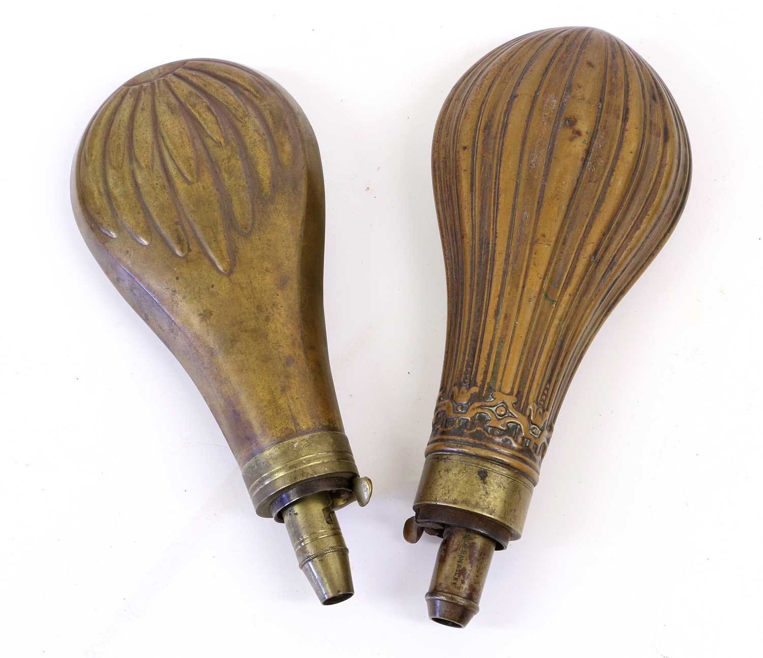 Lot 260 - Two 19th Century Copper Powder Flasks, one