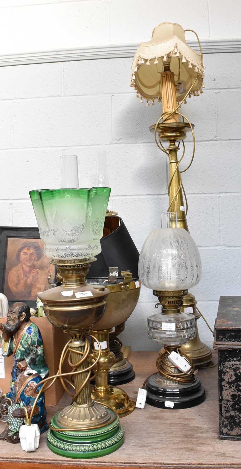 Lot 361 - Four Victorian Oil Lamps, including one of