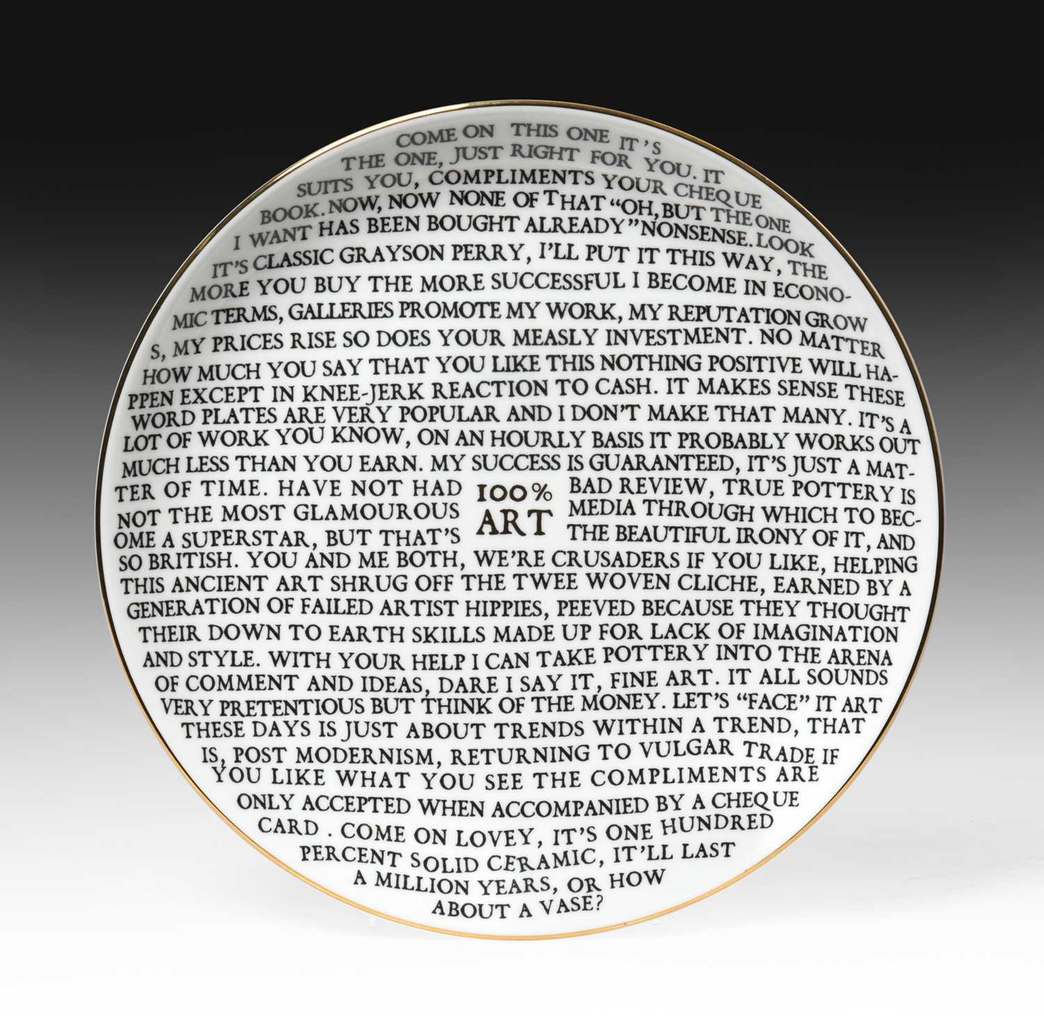 Lot 148 - Grayson Perry RA (b.1960) "100% ART PLATE"