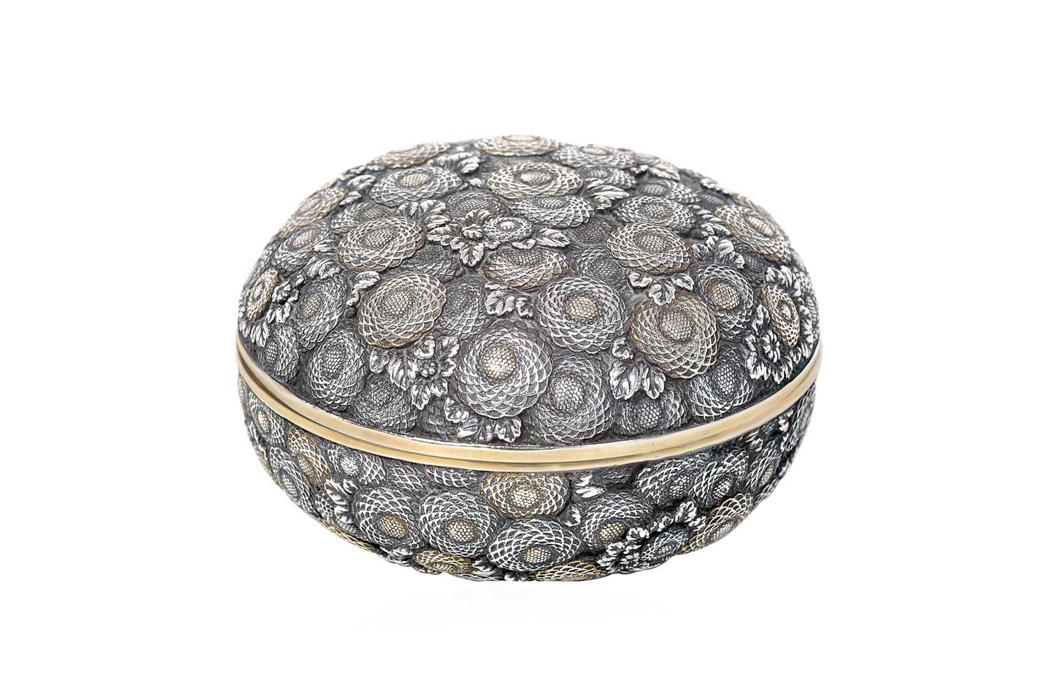 Lot 2173 - A Japanese Parcel-Gilt Silver Box,