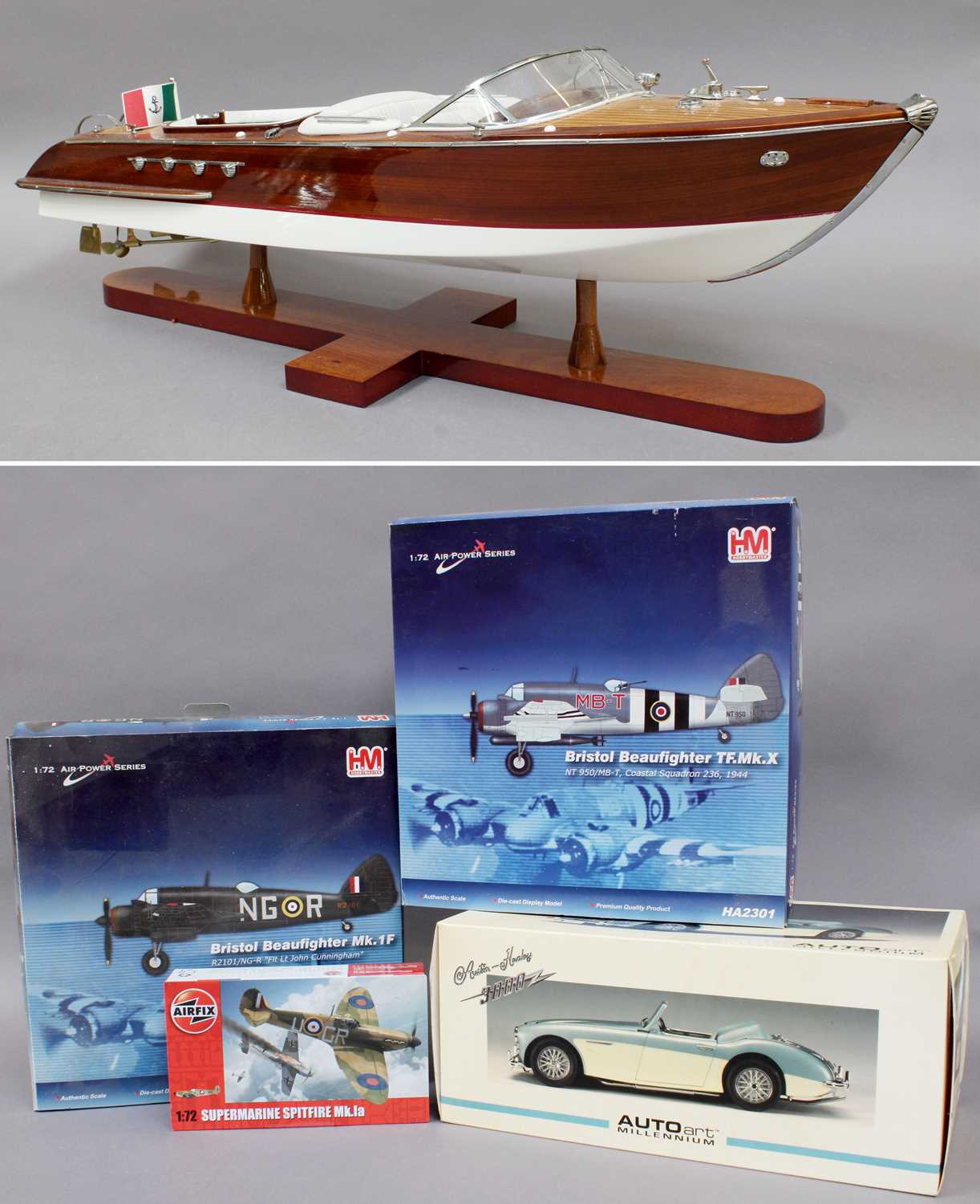 Lot 307 - Scale Wooden Model of a Speedboat, together