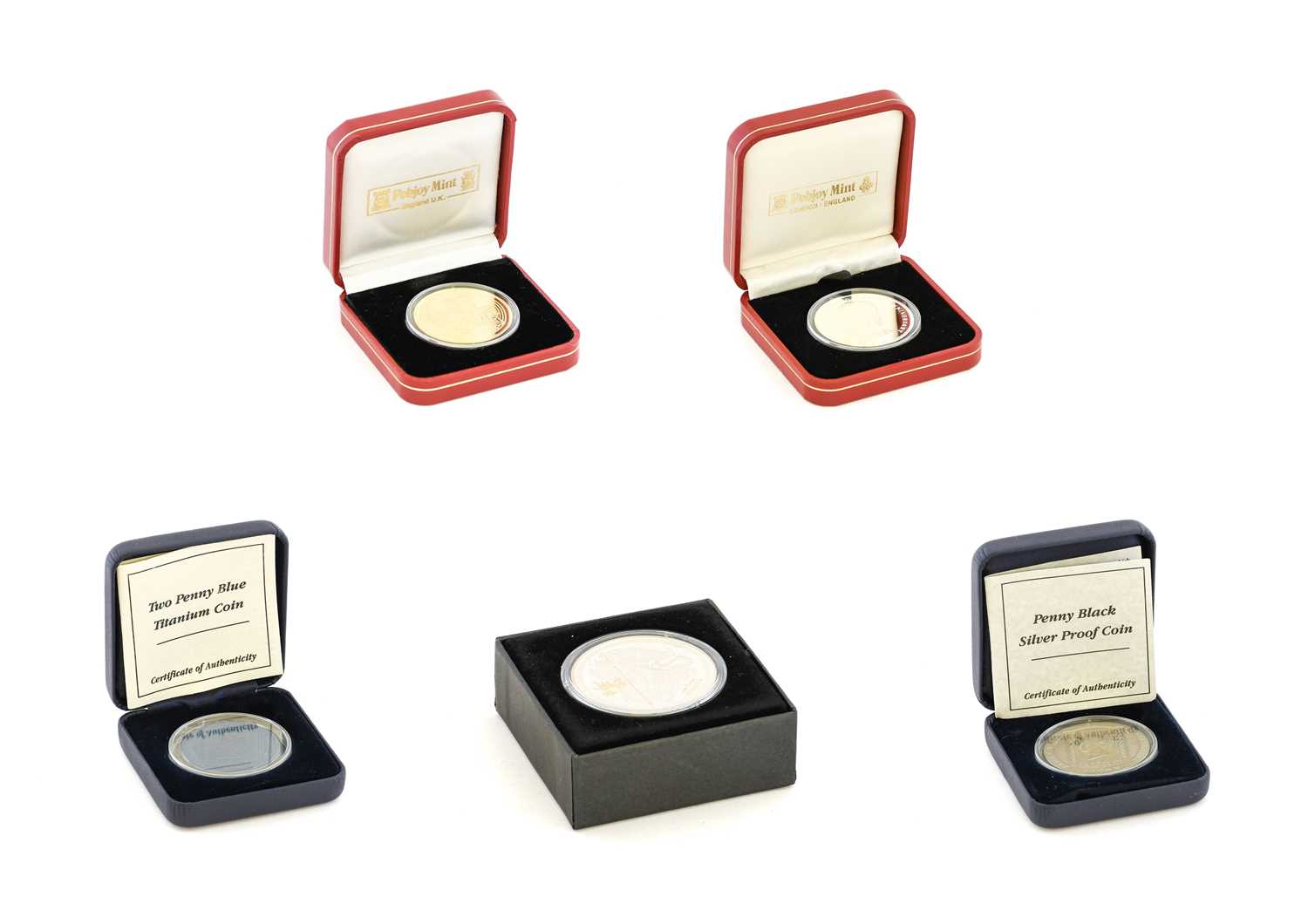 Lot 382 - 5 x Commemorative Boxed Coins, comprising: