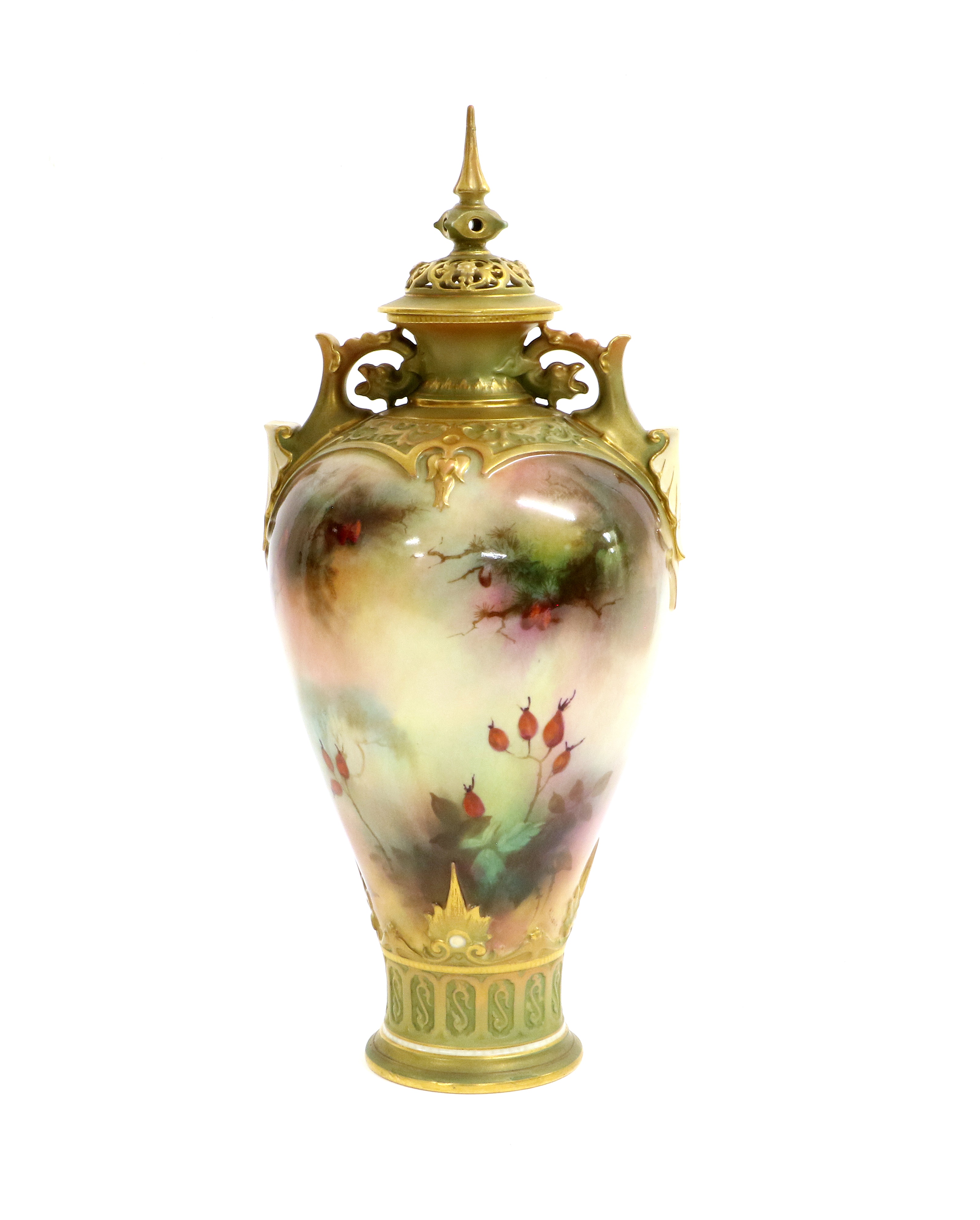 Lot 80 - A Royal Worcester Porcelain Twin-Handled Vase