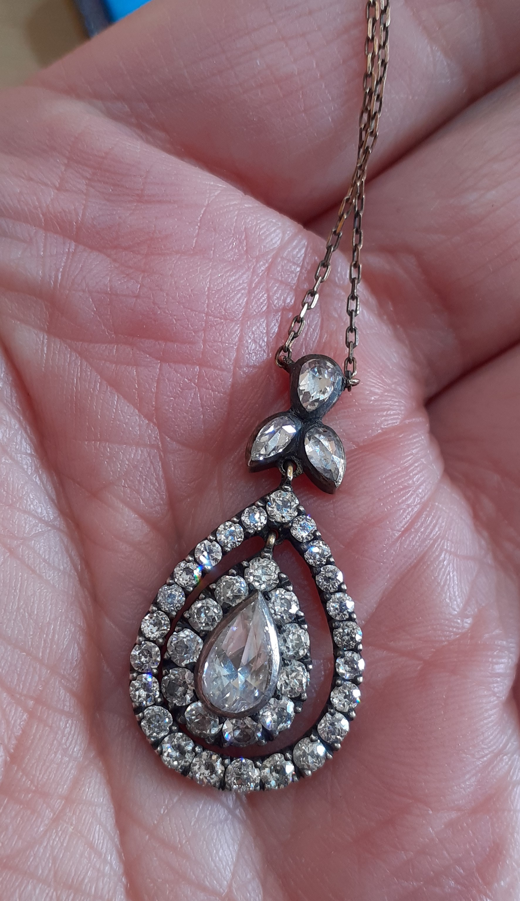 Lot 2201 - A Diamond Necklace the rose cut pear