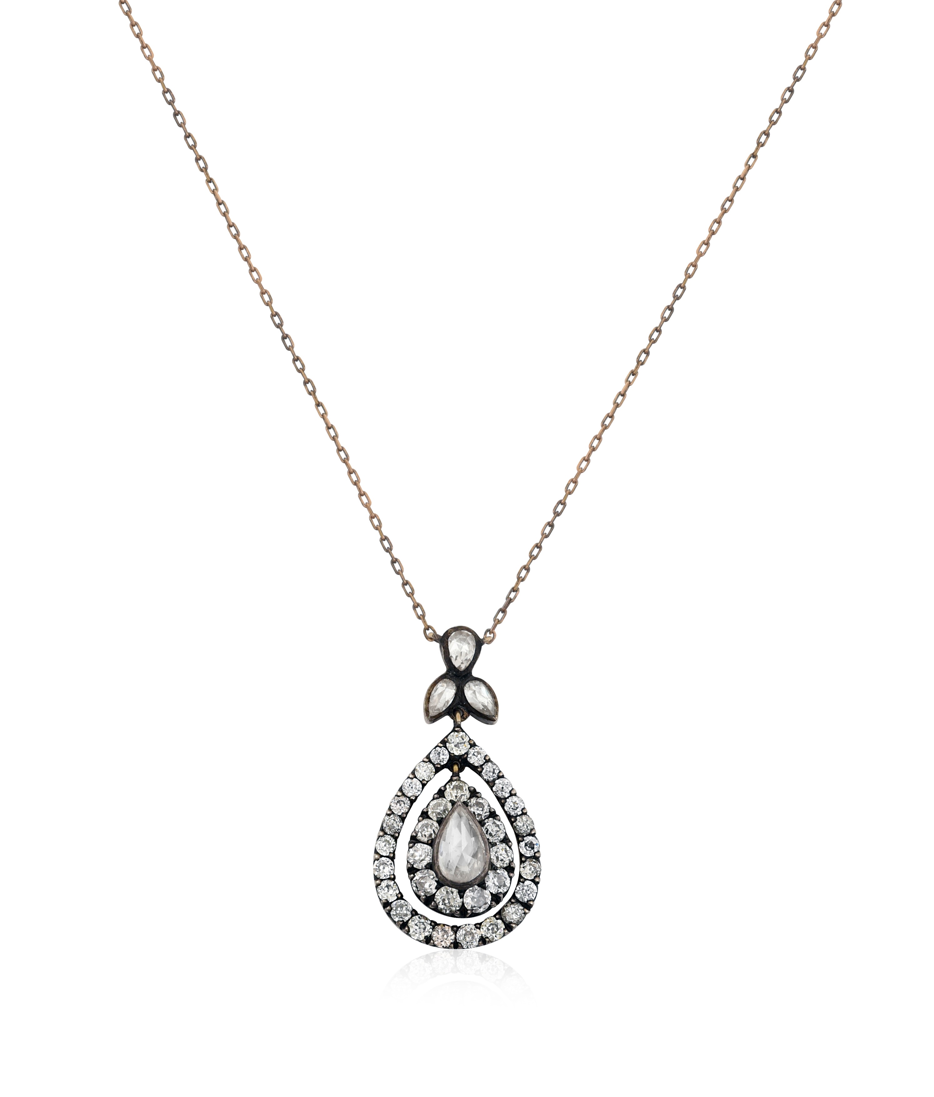 Lot 2201 - A Diamond Necklace the rose cut pear