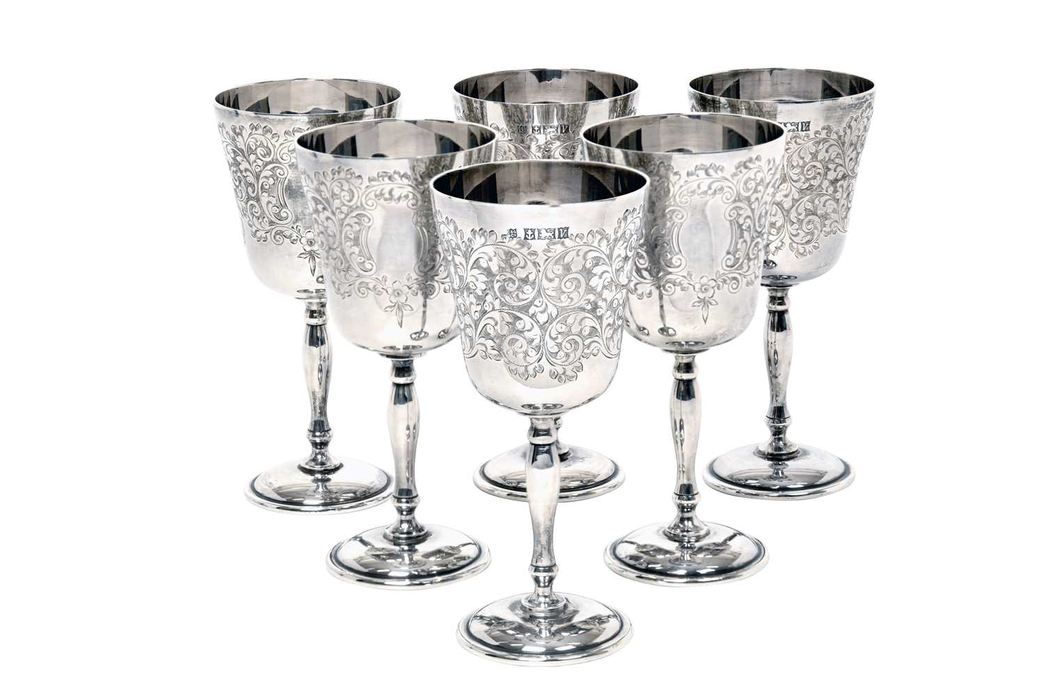 Lot 2330 A Set Of Six Elizabeth Ii Silver Goblets