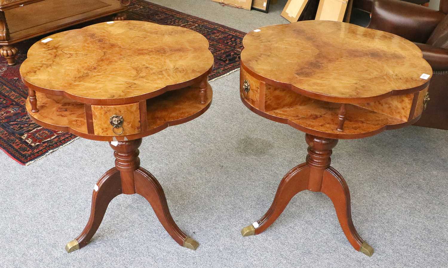 Lot 1161 - A Pair of Reproduction Burr Walnut Veneered