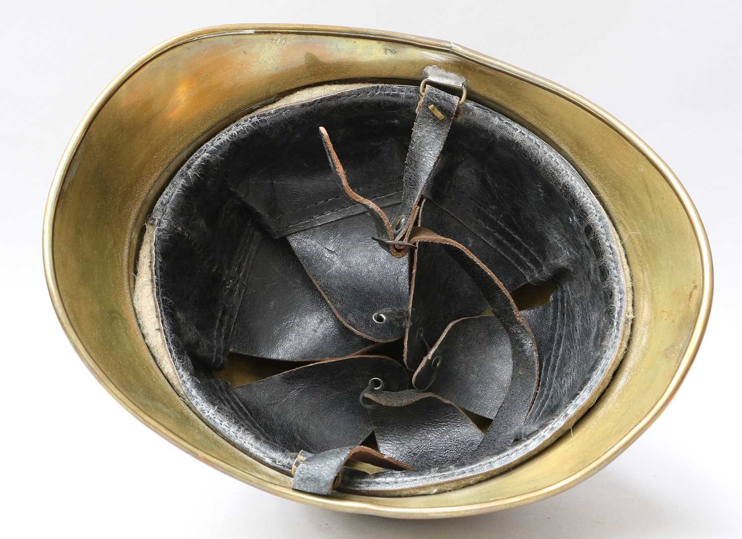 Lot 159 - A French Brass Adrian Fire Helmet, with