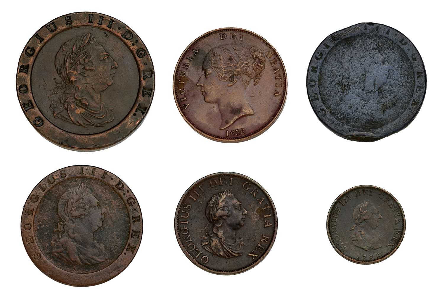 Lot 57 - Assortment of British Copper Coinage, 6 coins