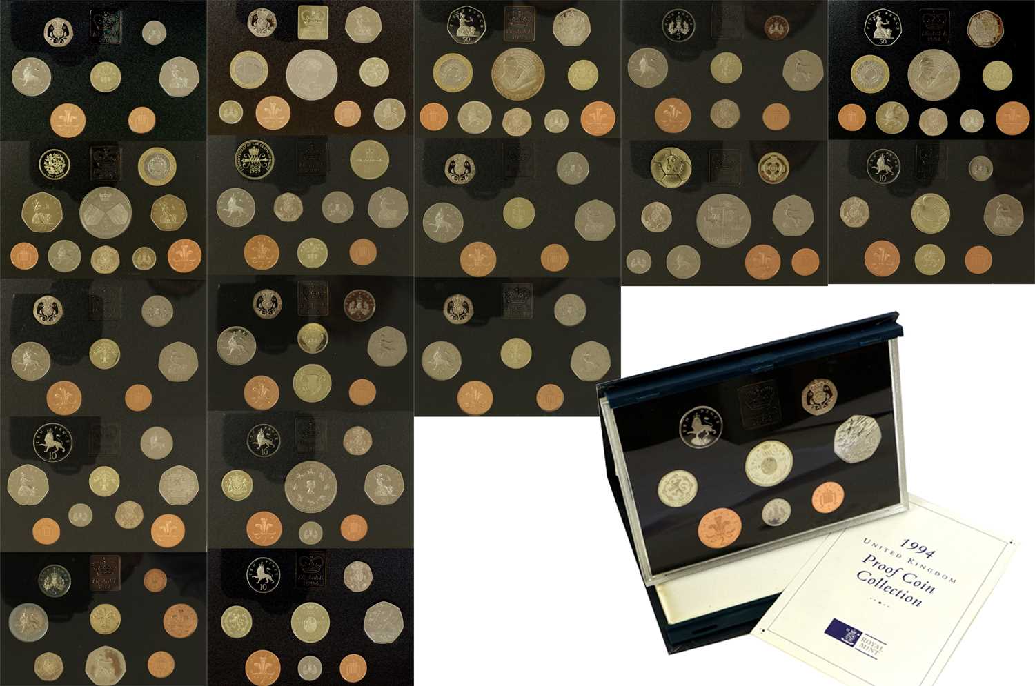 Lot 382 - 17 UK Proof Sets, comprising: 1984, 1985,