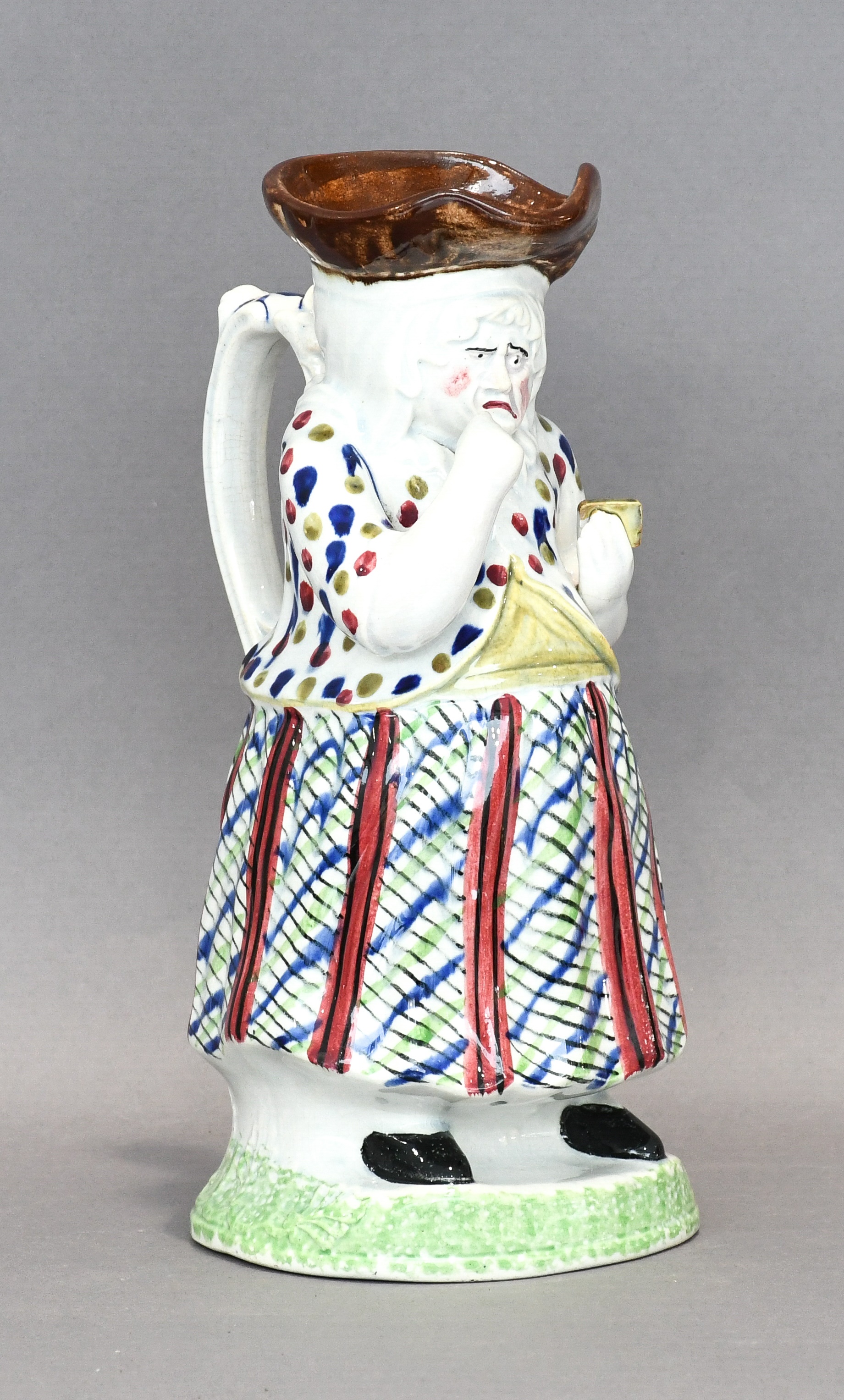 Lot 48 - A Pearlware Hearty Goodfellow Toby Jug, early
