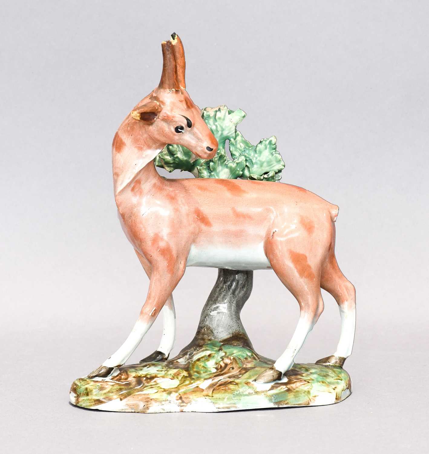 Lot 182 - A Prattware Model of a Recumbent Sheep,