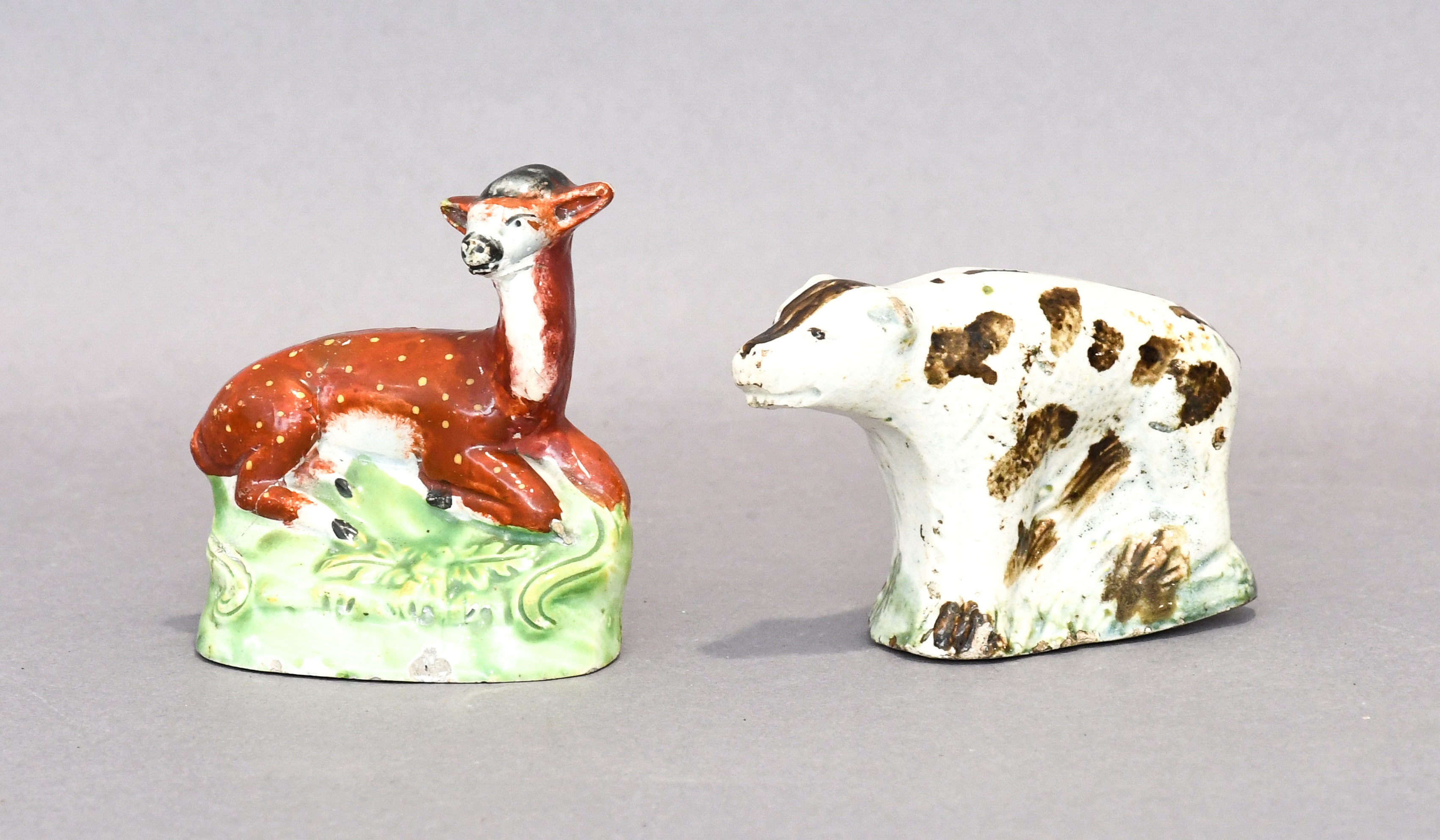 Lot 182 - A Prattware Model of a Recumbent Sheep,