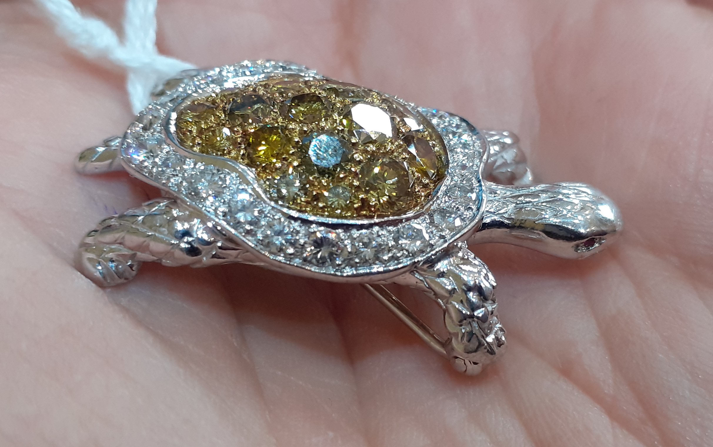 Lot 2305 - A French Fancy Yellow Diamond and Diamond