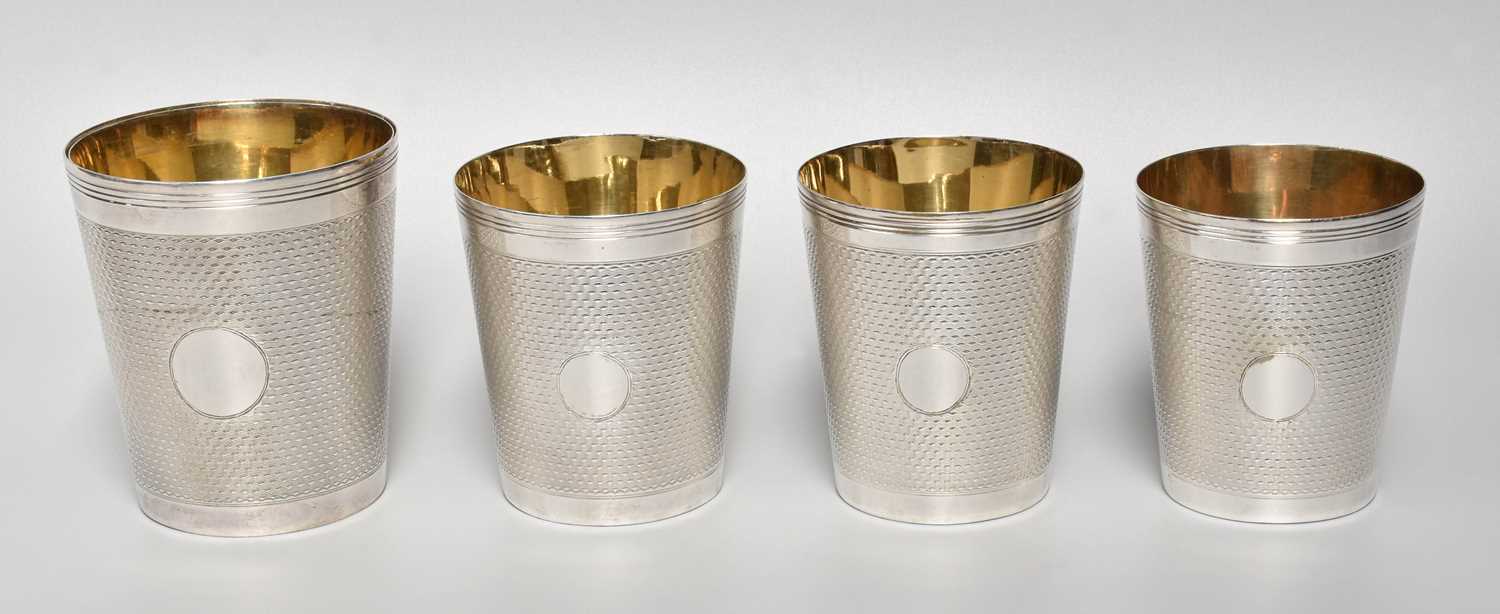 Lot 23 - A Set of Five Silver Plate Stacking Beakers,