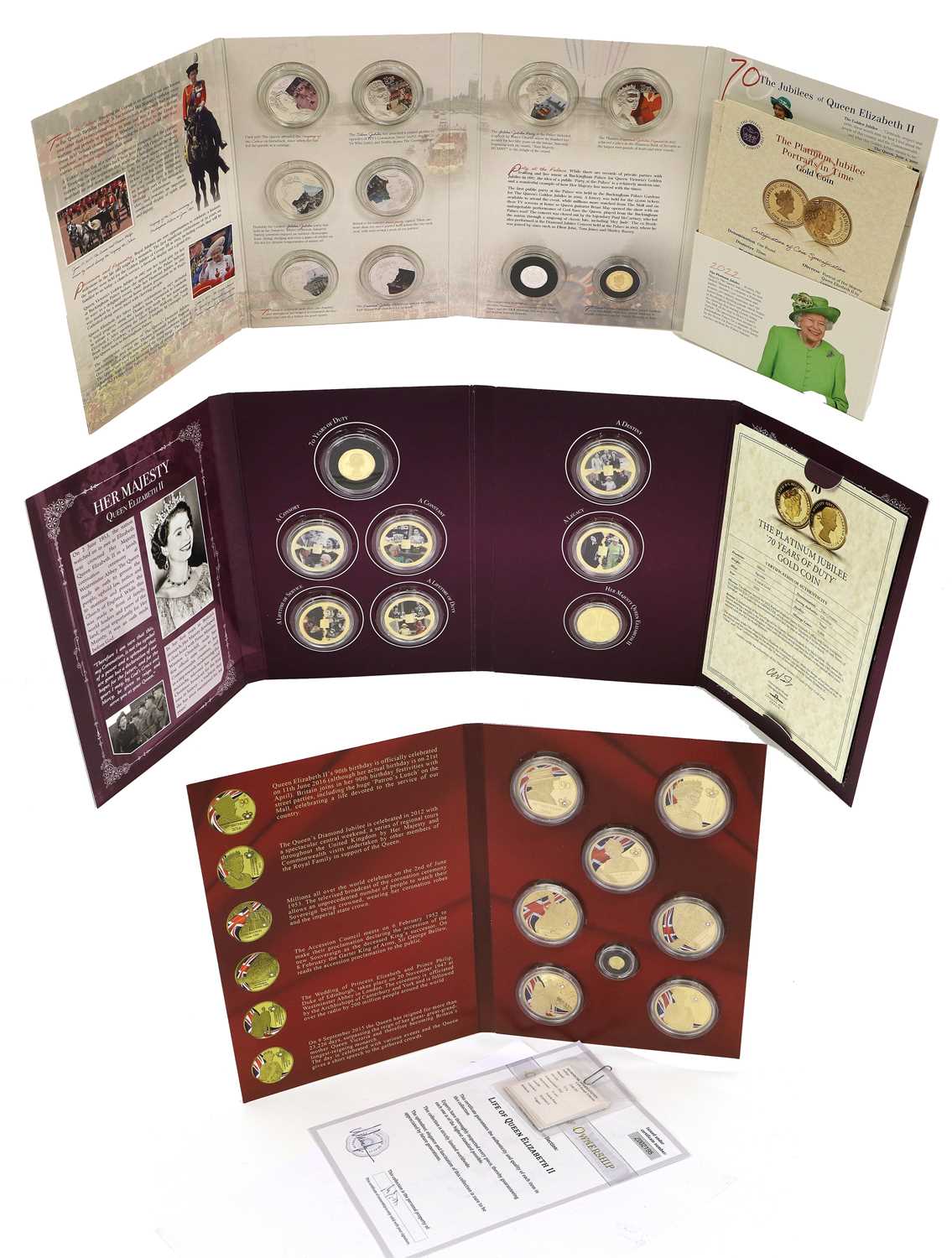 Lot 302 - 3x Commemorative Coin Sets Featuring Gold