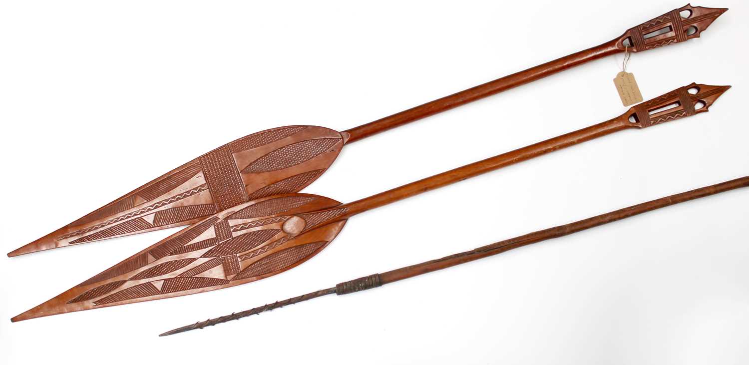 Lot 149 - A Pair of African Carved Wood Dance Paddles