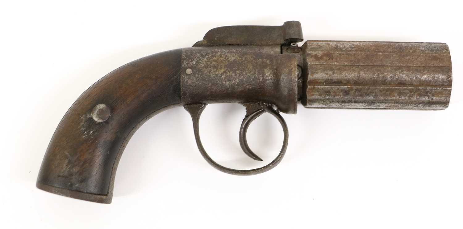 Lot 361 - A 19th Century Six Shot Pepperbox Revolver,