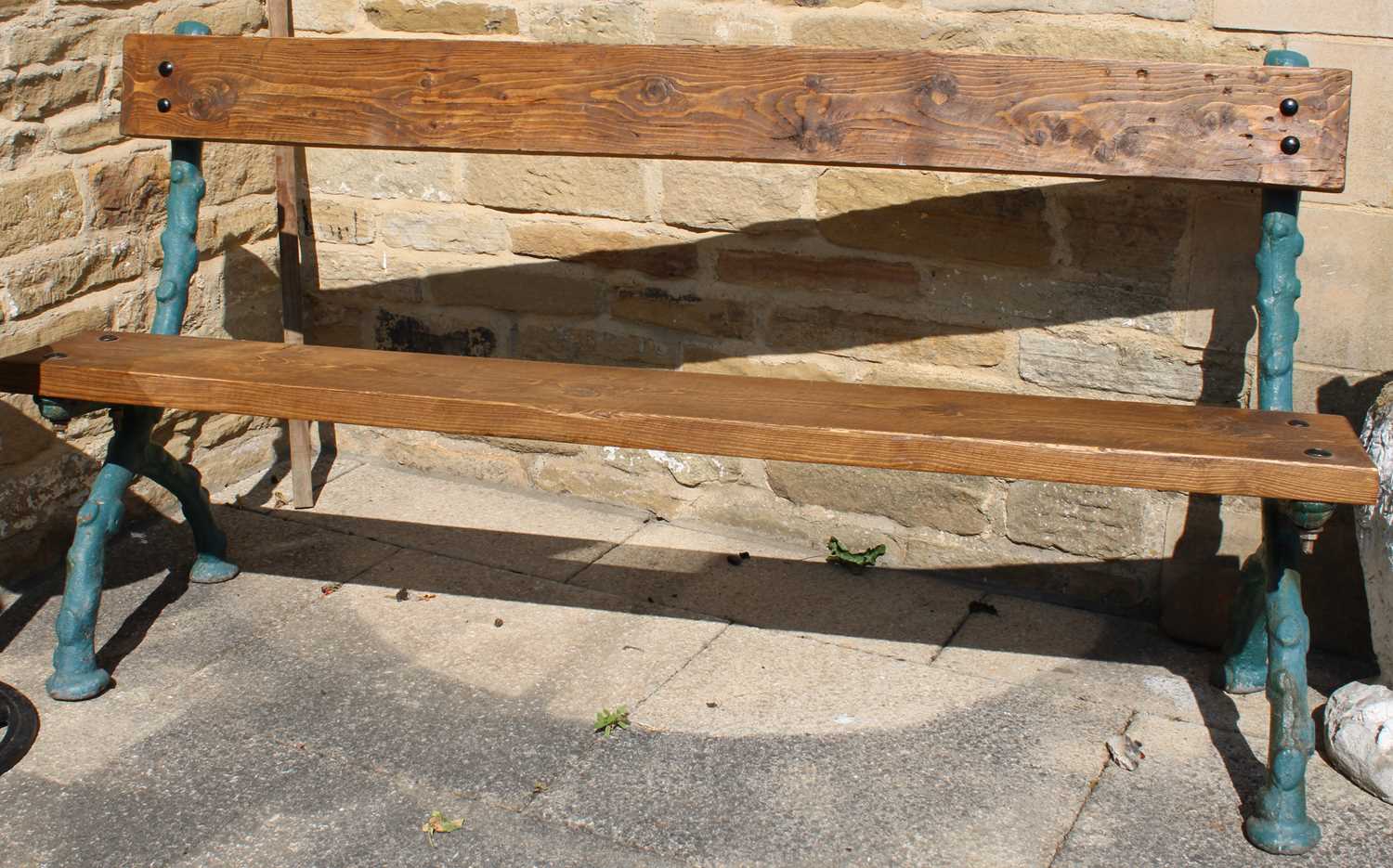 Lot 1236 - Painted Cast Iron Bench of Naturalistic