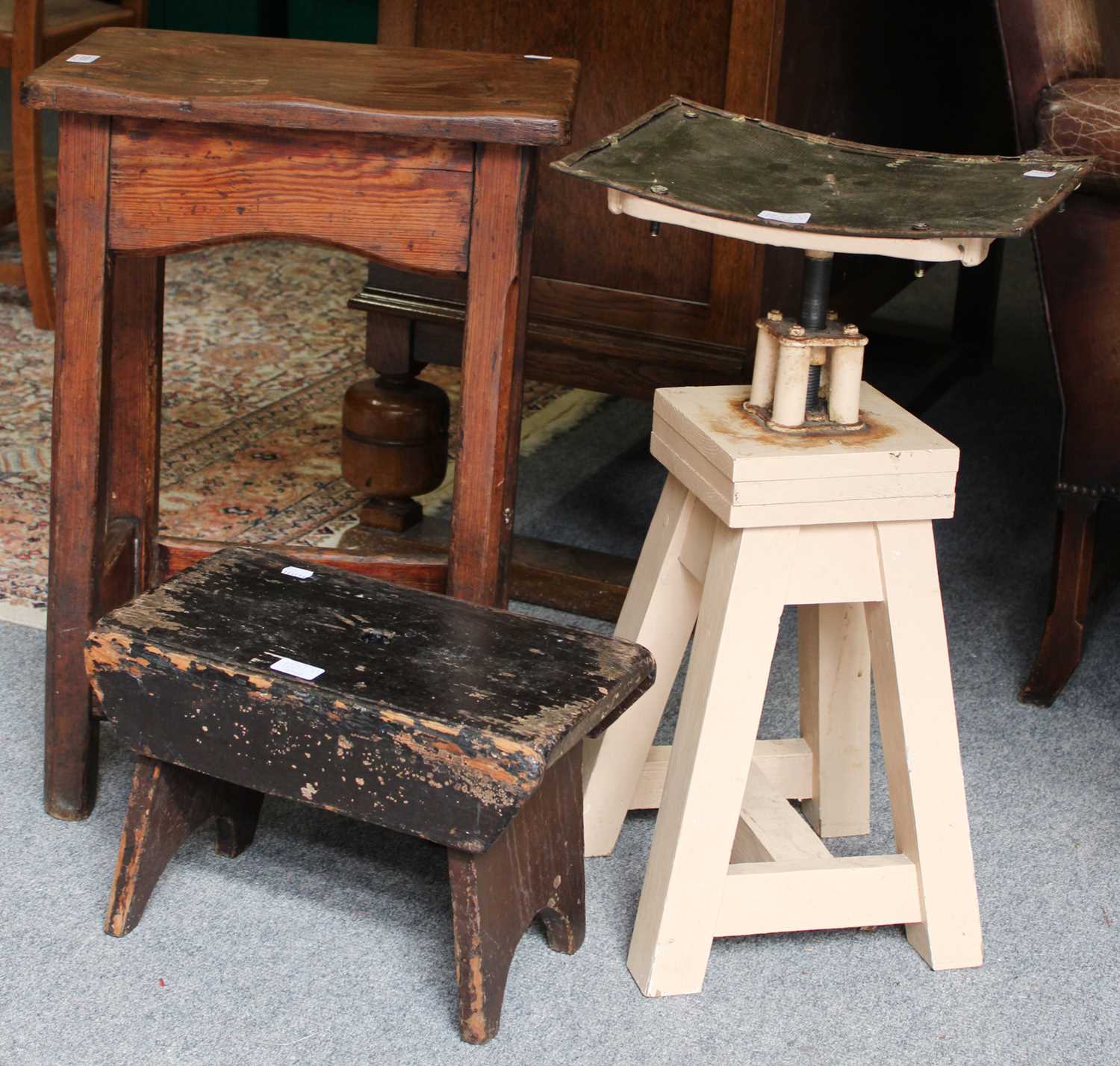 Lot 1143 - A 19th Century Rustic Pitch Pine Stool,