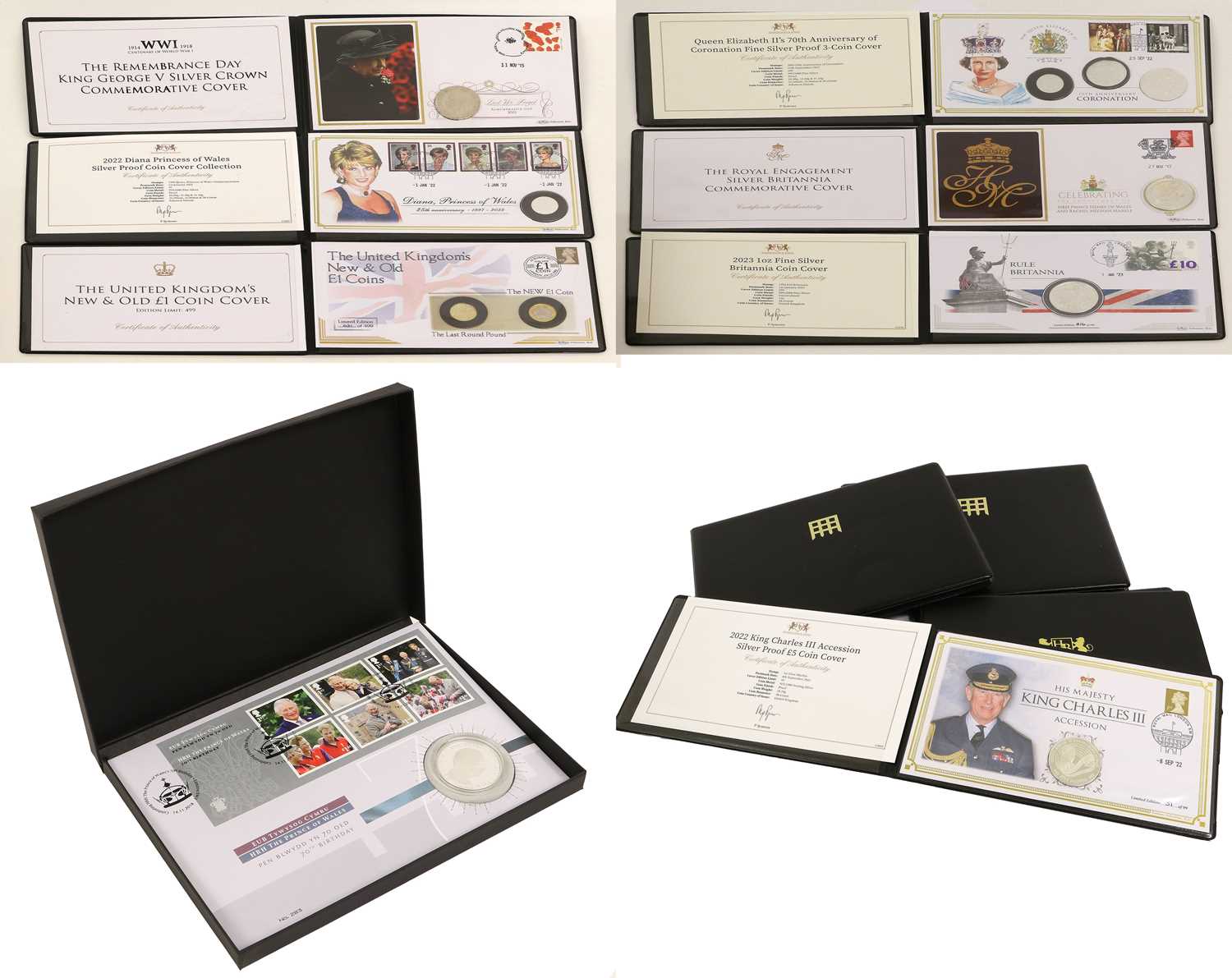 Lot 419 - 14x Mixed Commemorative Coin Cover Albums,