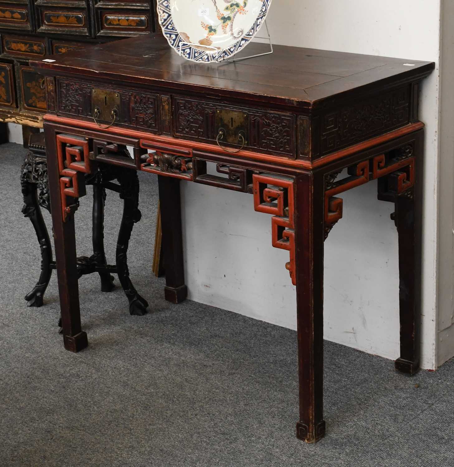 Lot 1345 - An Early 20th century Chinese Painted Alter