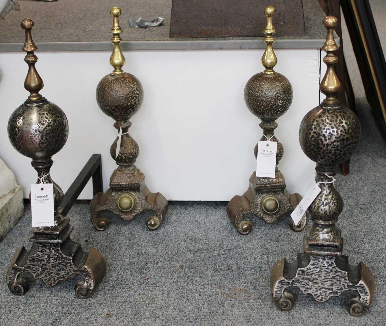 Lot 1389 - Two Pairs of 18th century Style Fire Dogs,