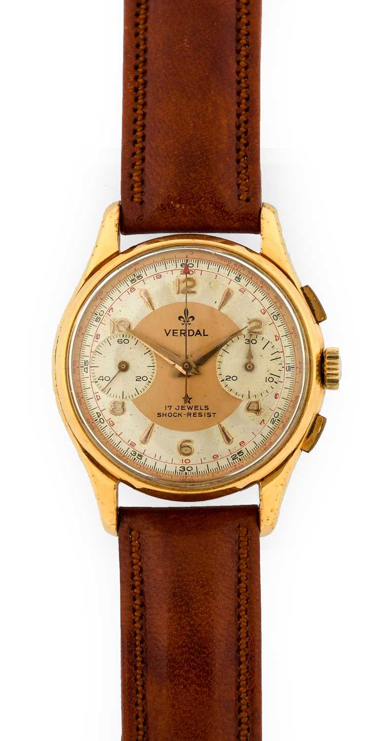 Lot 2293 - Verdal: A Gold Plated Chronograph