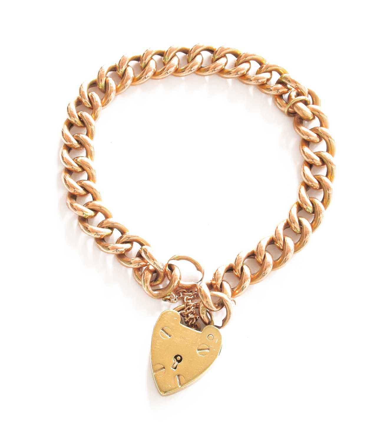 Lot 59 - A Curb Link Bracelet, end link stamped '15',