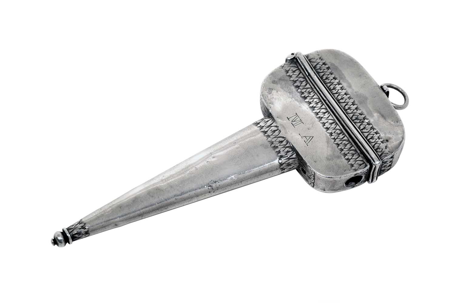 Lot 2345 - A Charles II Silver Scissors-Case,