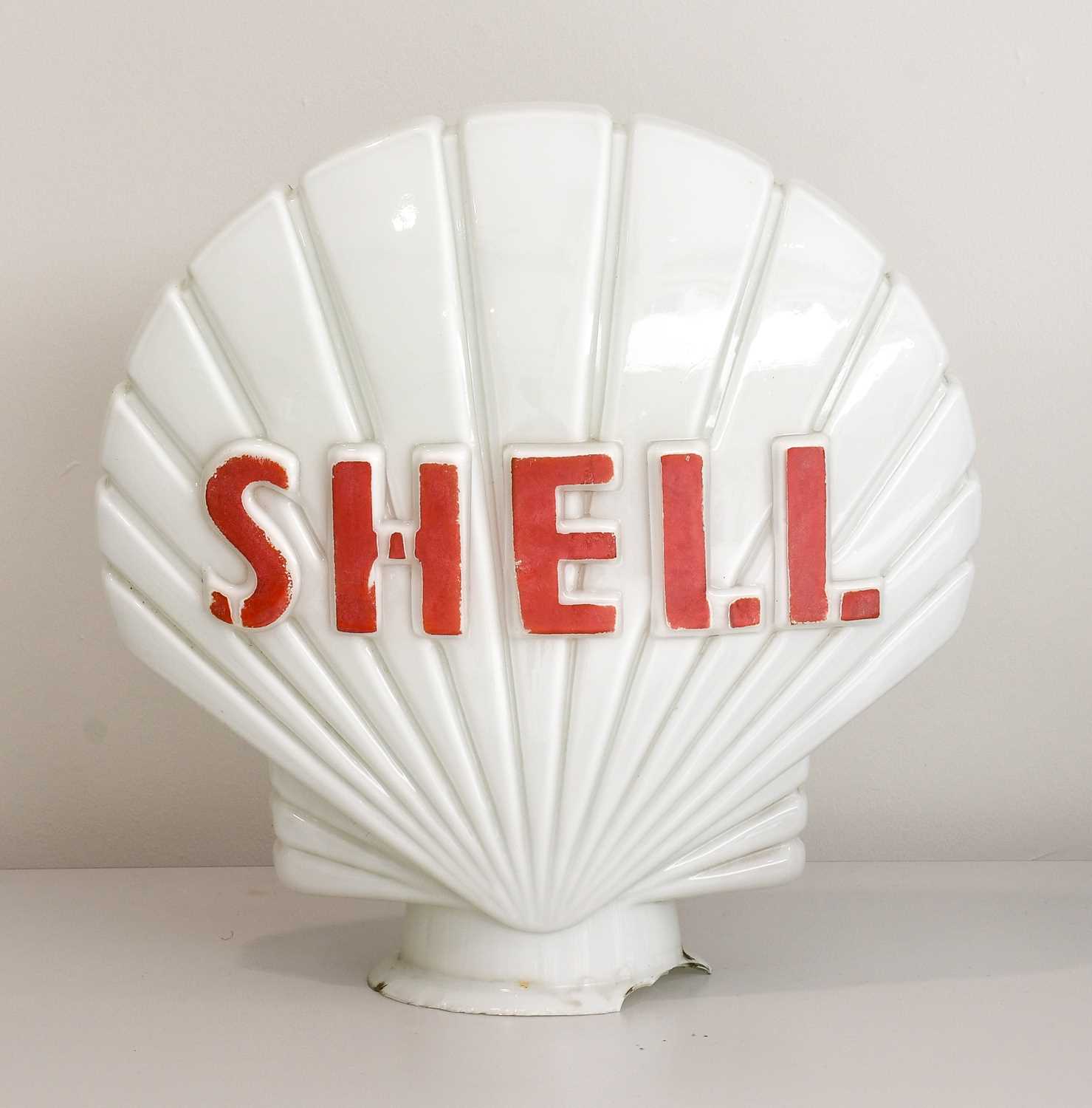 Lot 529 - An Original Shell White Opaque Glass Petrol
