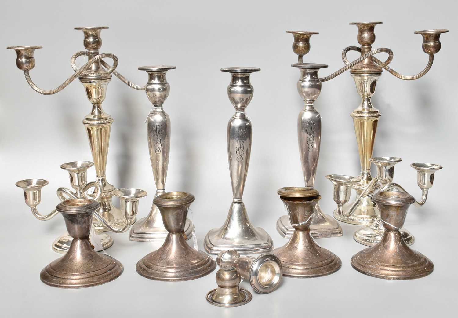 Lot 192 - A Collection of American Silver Candlesticks
