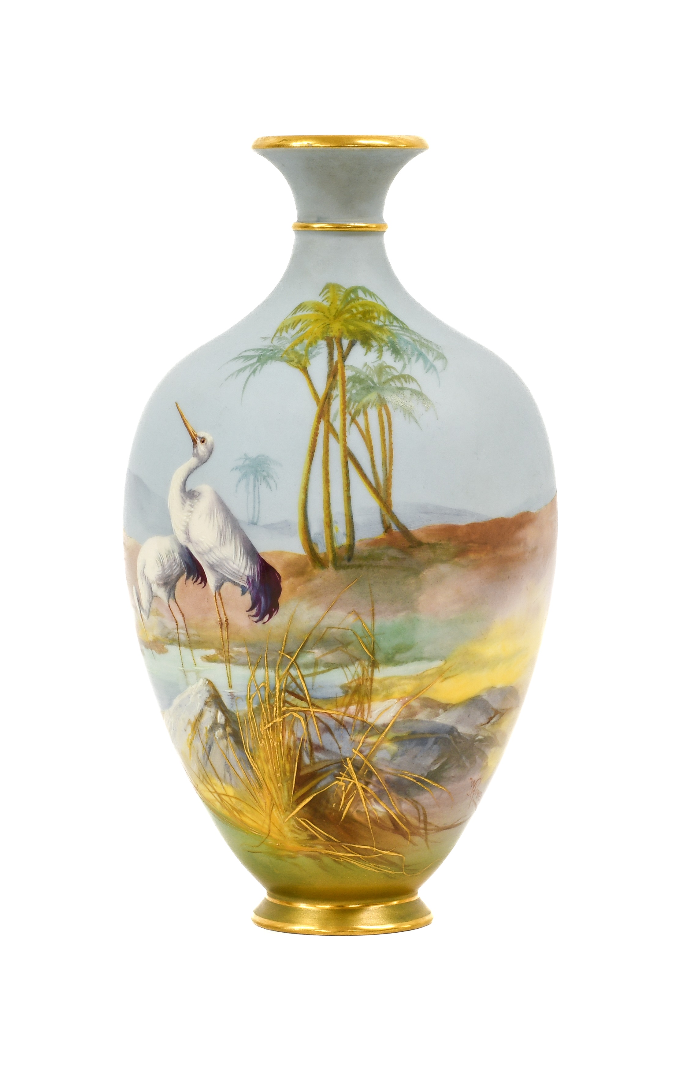 Lot 82 - A Royal Worcester Porcelain Vase, by Walter