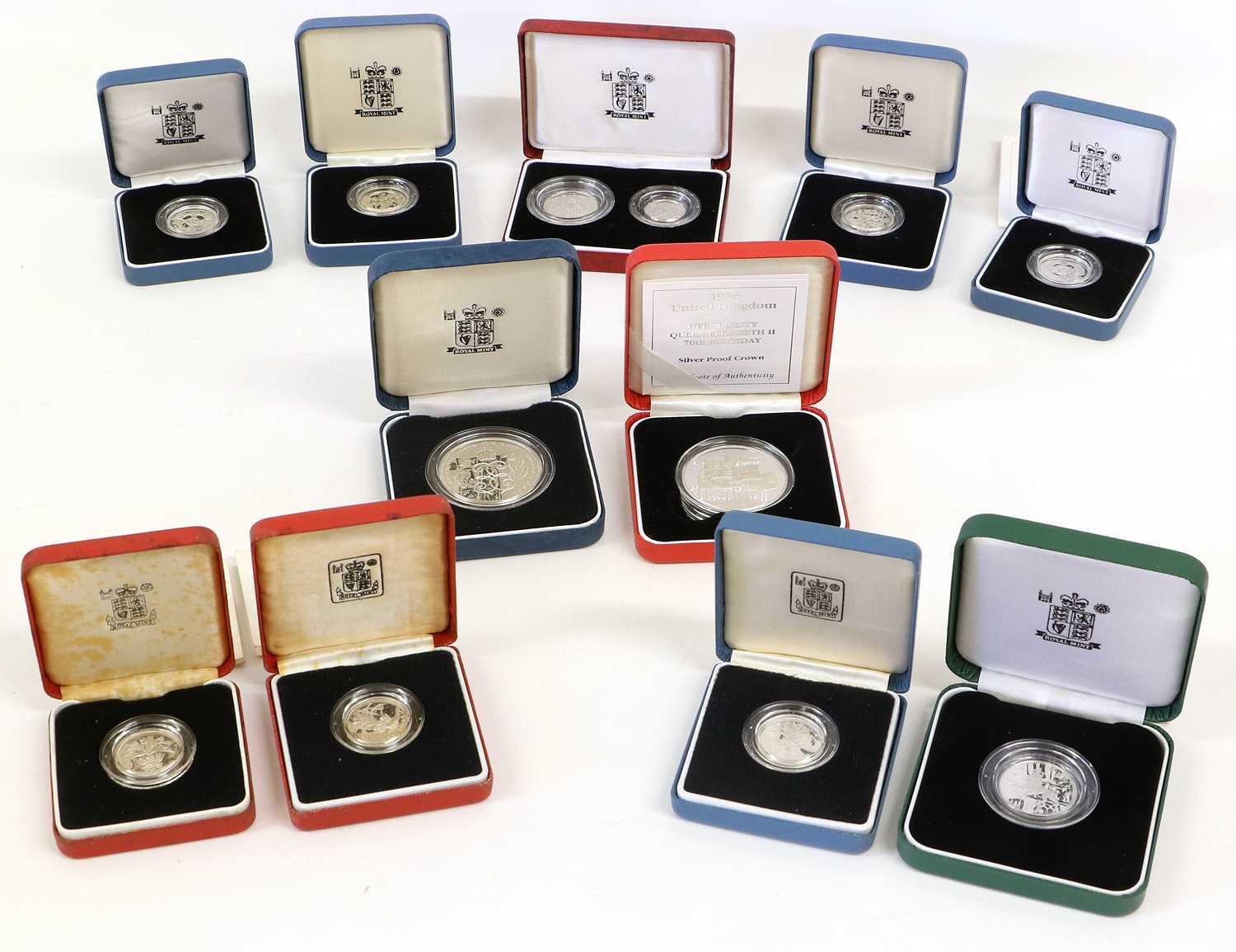 Lot 355 - 12x UK Silver Proof Coins, comprising; 5x