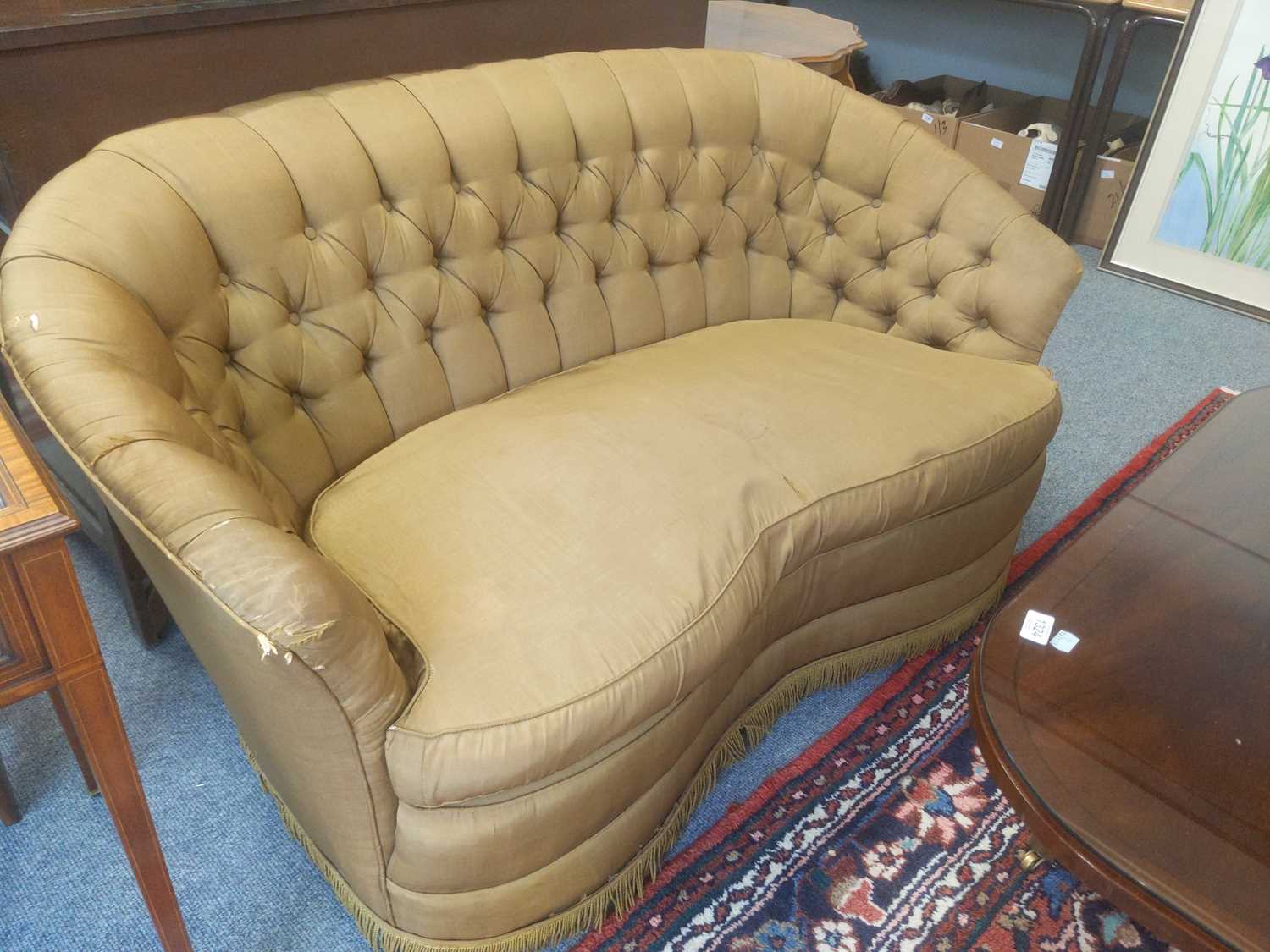 Lot 1337 - A Gold Silk Upholstered Button Back Boudoir