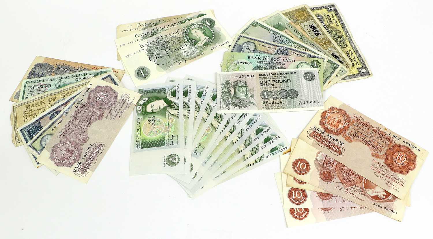 Lot 441 - Mixed English and Scottish Banknotes; 32